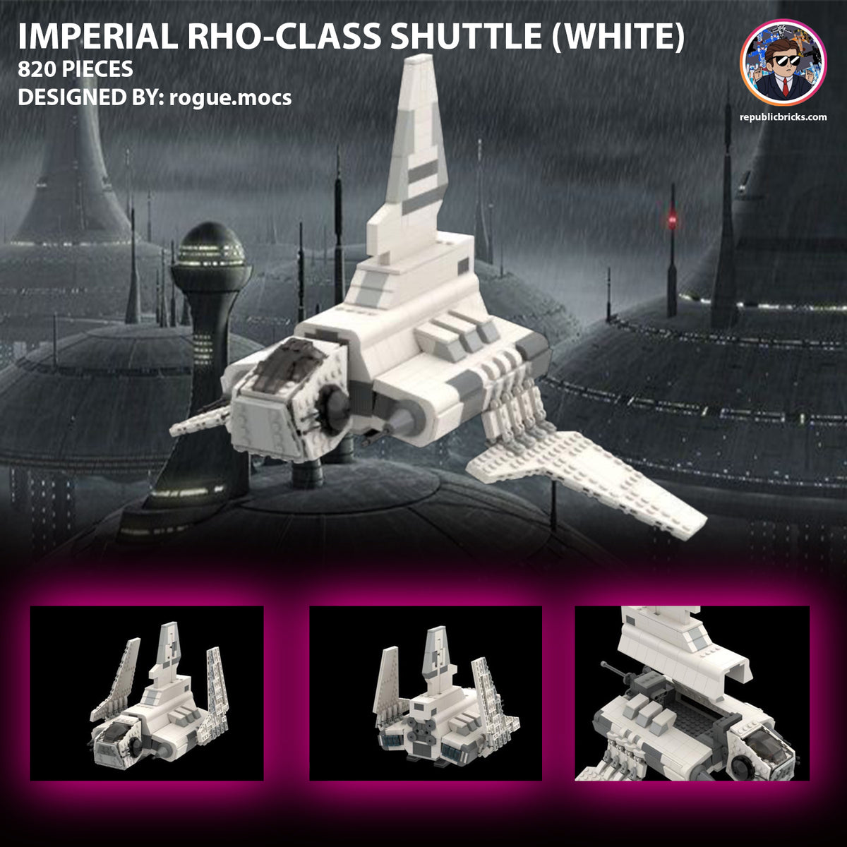 WHITE IMPERIAL RHO CLASS SHUTTLE – REPUBLICBRICKS