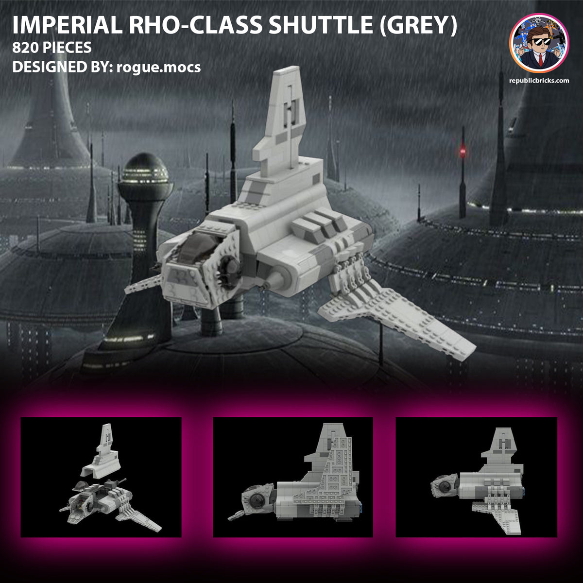 GRAY IMPERIAL RHO CLASS SHUTTLE – REPUBLICBRICKS